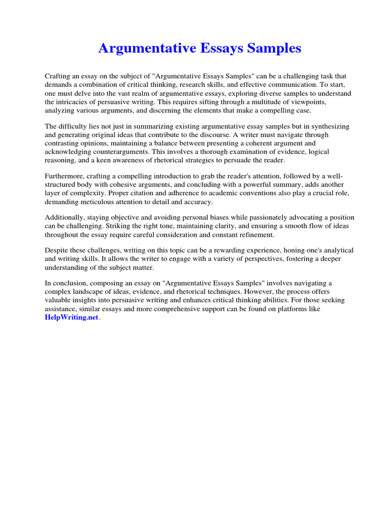 Argumentative Essays Samples | PDF | Essays | Rhetoric