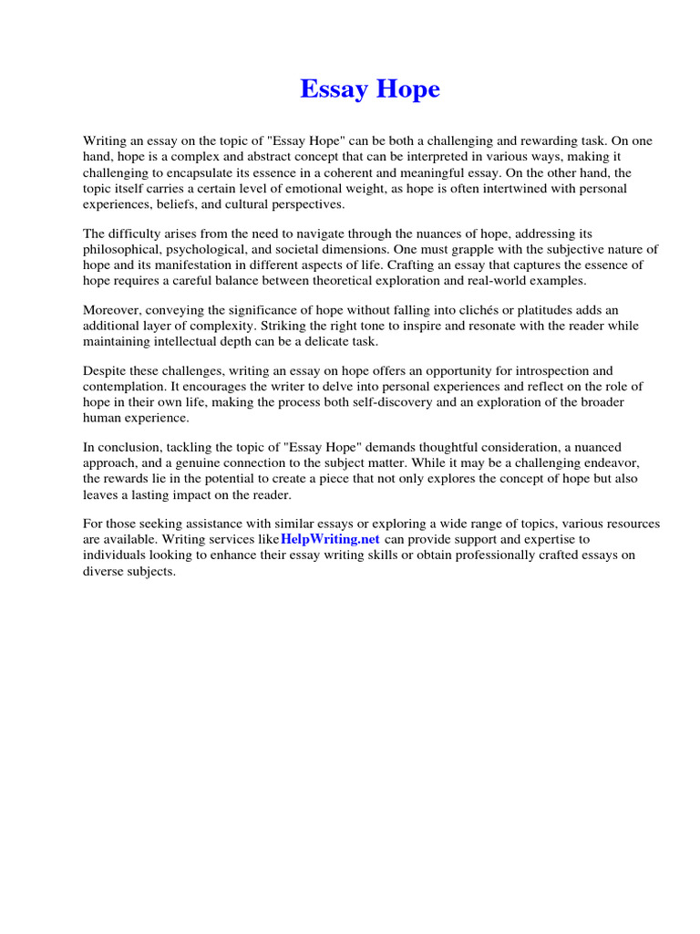 Essay Hope | PDF