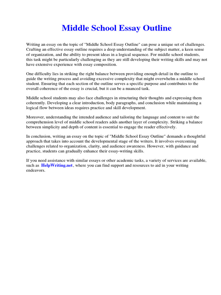 Middle School Essay Outline | Download Free PDF | Essays | Linguistics