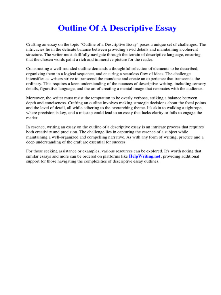 Descriptive Essay Outline Guide | PDF | Hybrid Electric Vehicle ...