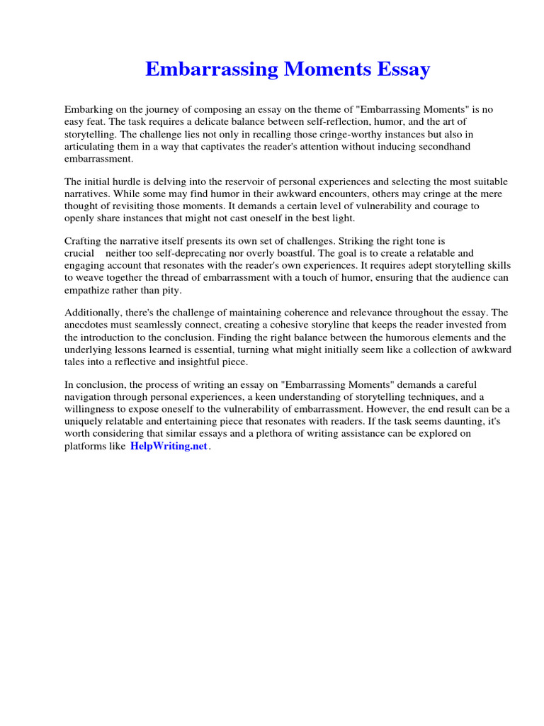 Embarrassing Moments Essay | PDF | Oven | Penguin