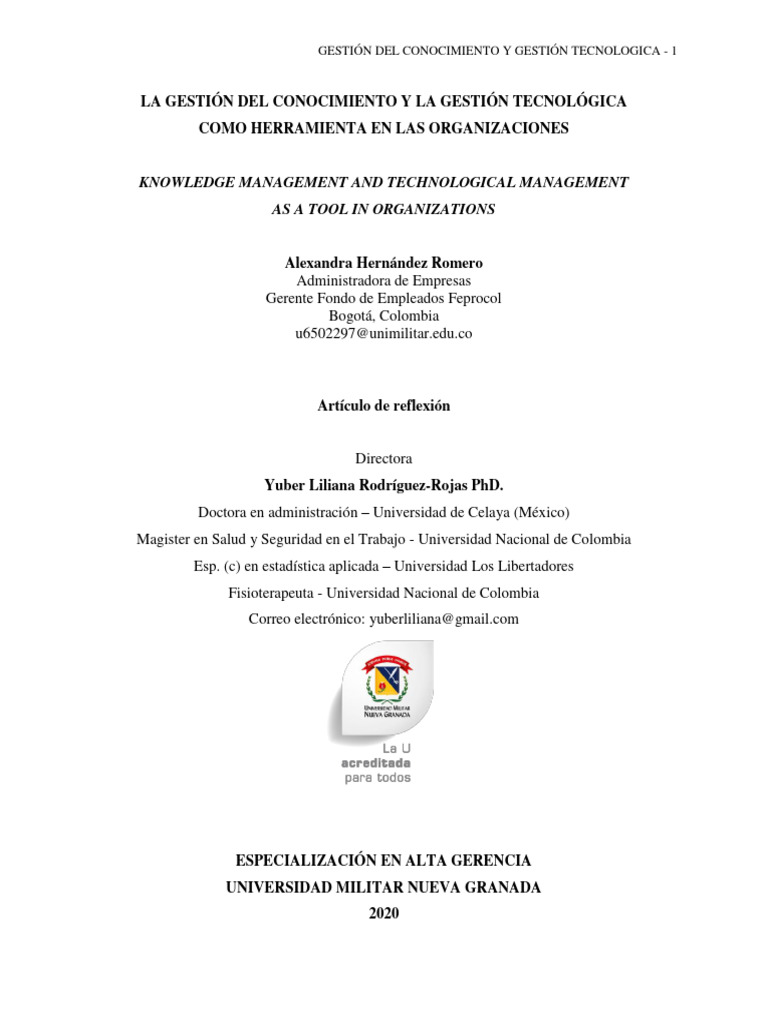 La Gesti-N Del Conocimiento y La Gesti-N Tecnol-Gica | PDF