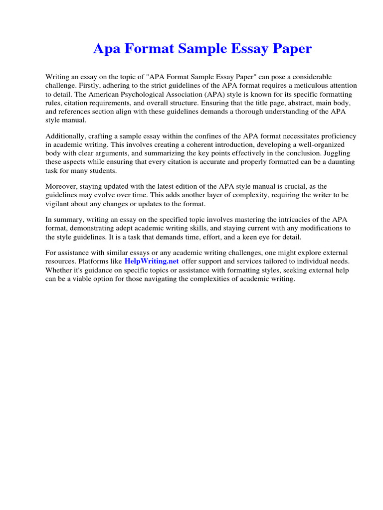 Apa Format Sample Essay Paper | PDF | Apa Style | Advertising