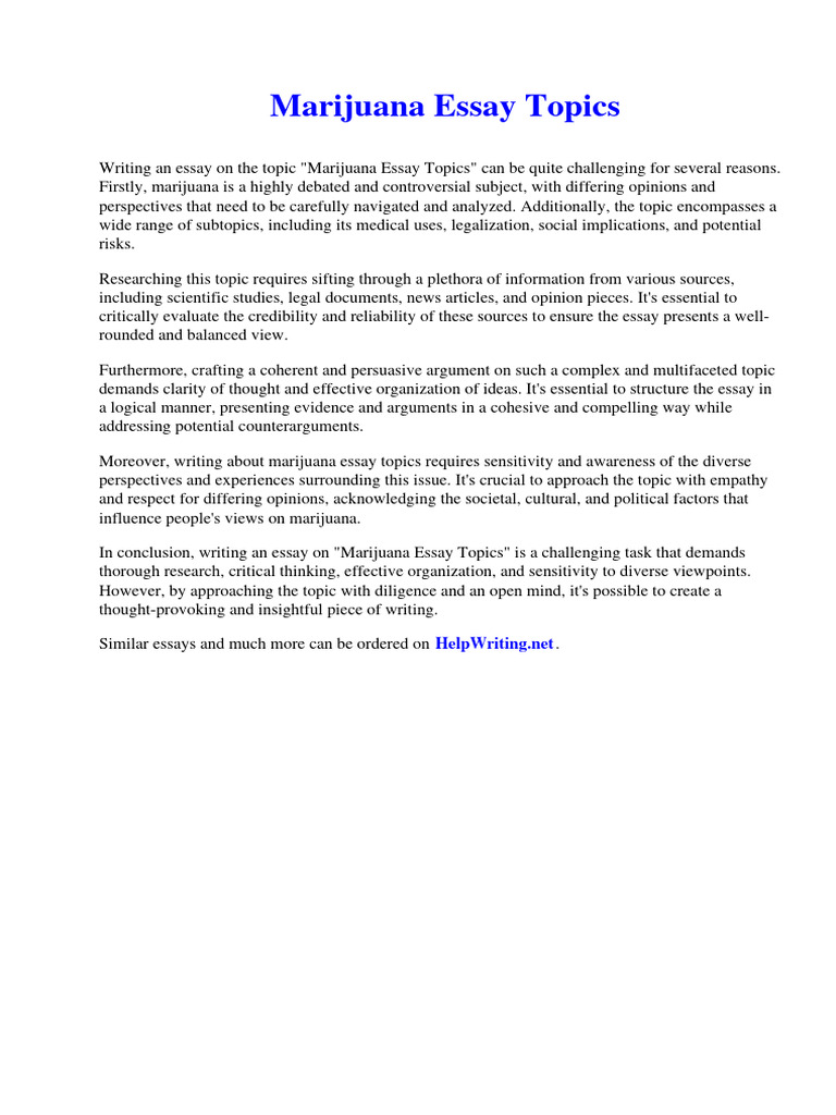 Marijuana Essay Topics | PDF | Unmanned Aerial Vehicle | Essays