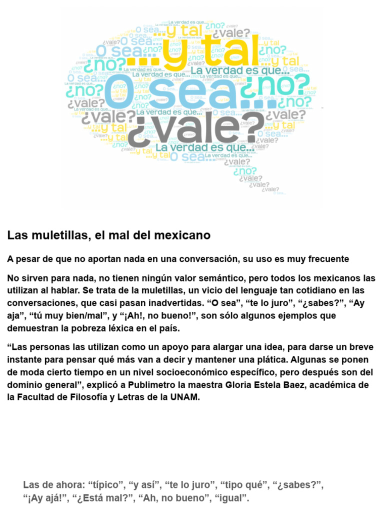 Muletillas: Vicio del lenguaje mexicano | PDF