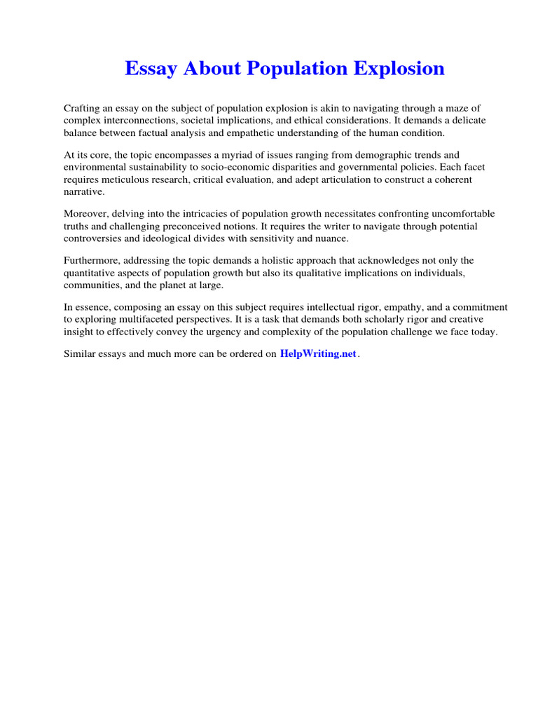 Essay About Population Explosion | PDF | Essays