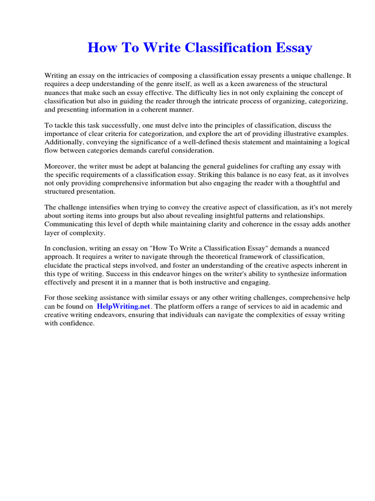 Classification Essay Writing Guide | PDF | Vlad The Impaler