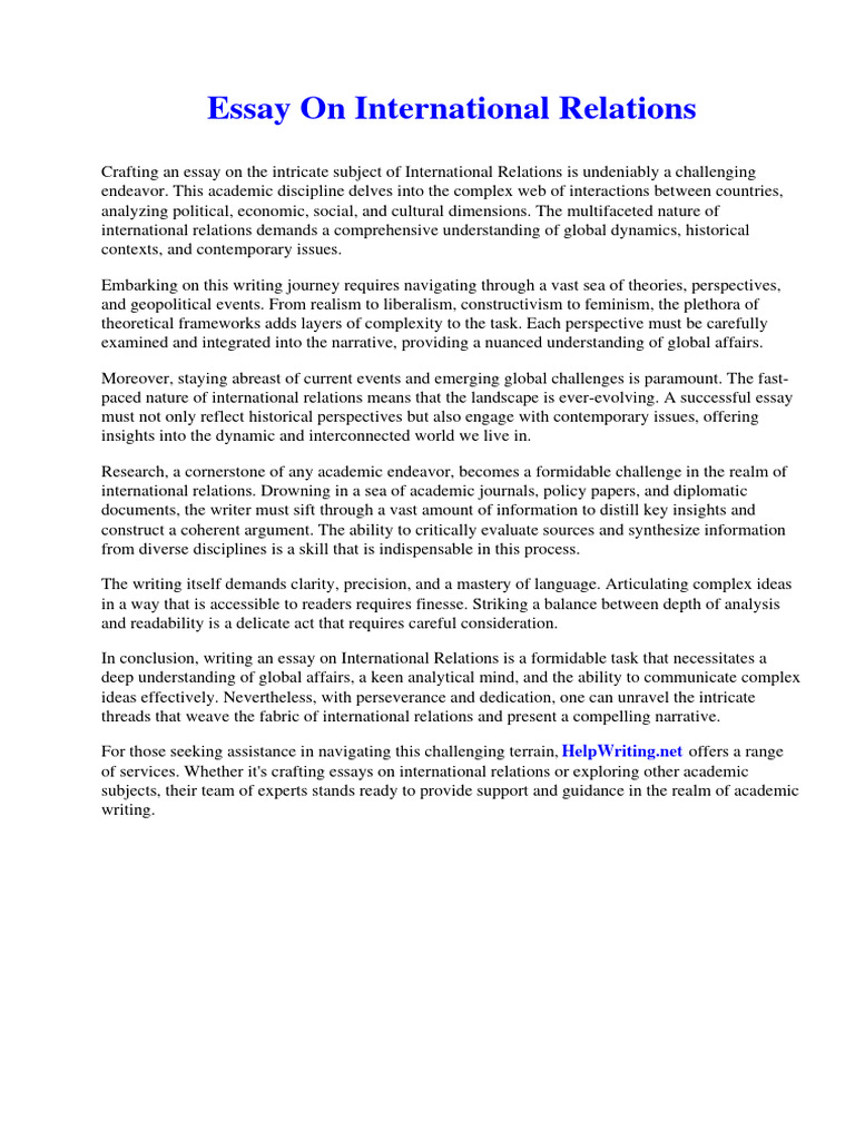 Essay on International Relations | PDF