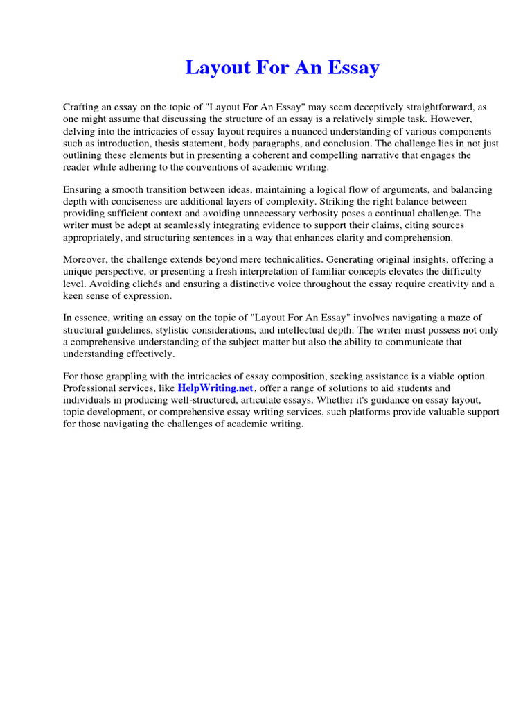 Layout For An Essay | PDF | Essays