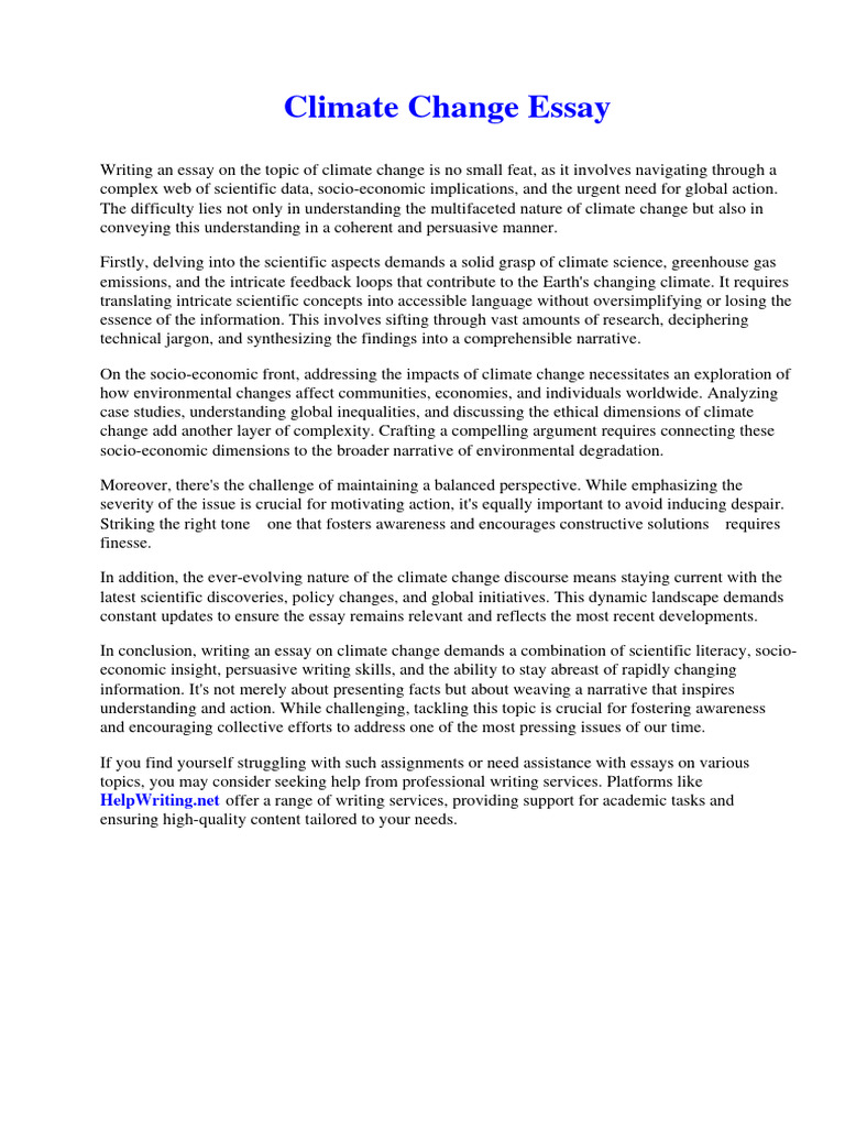 Climate Change Essay | PDF | Climate Change