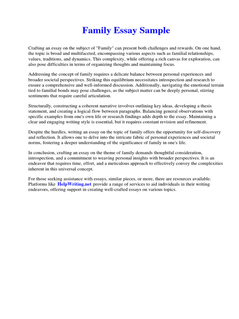 Family Essay Sample | PDF | John Locke | Essays