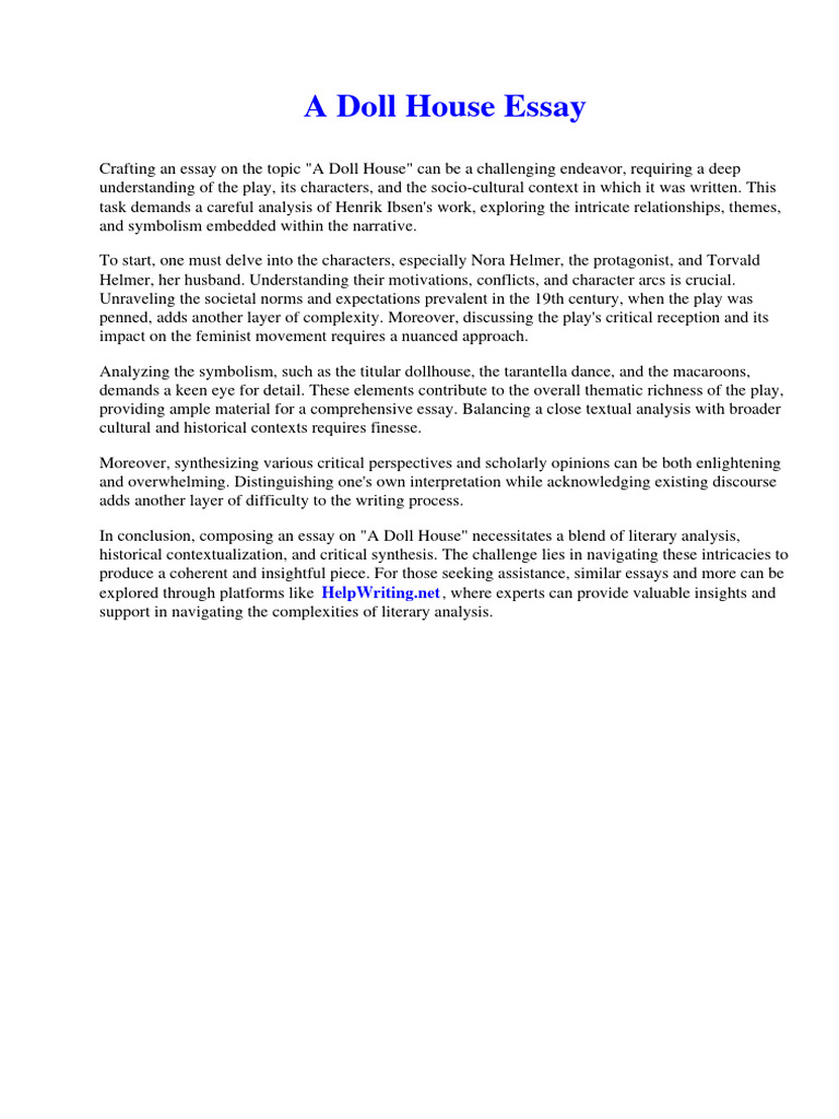A Doll House Essay | PDF | Summary Judgment | Essays A Doll House Essay | PDF | Summary Judgment | Essays