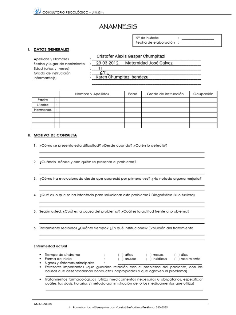 Anamnesis | PDF | El embarazo | Parto