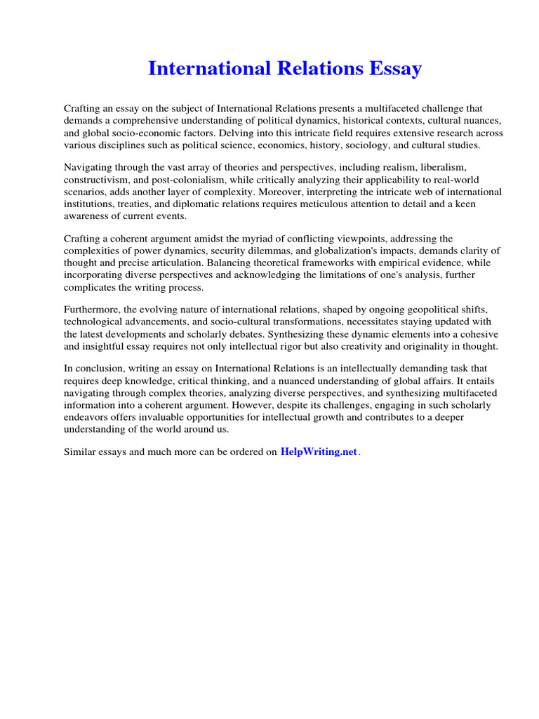 International Relations Essay | PDF | International Relations