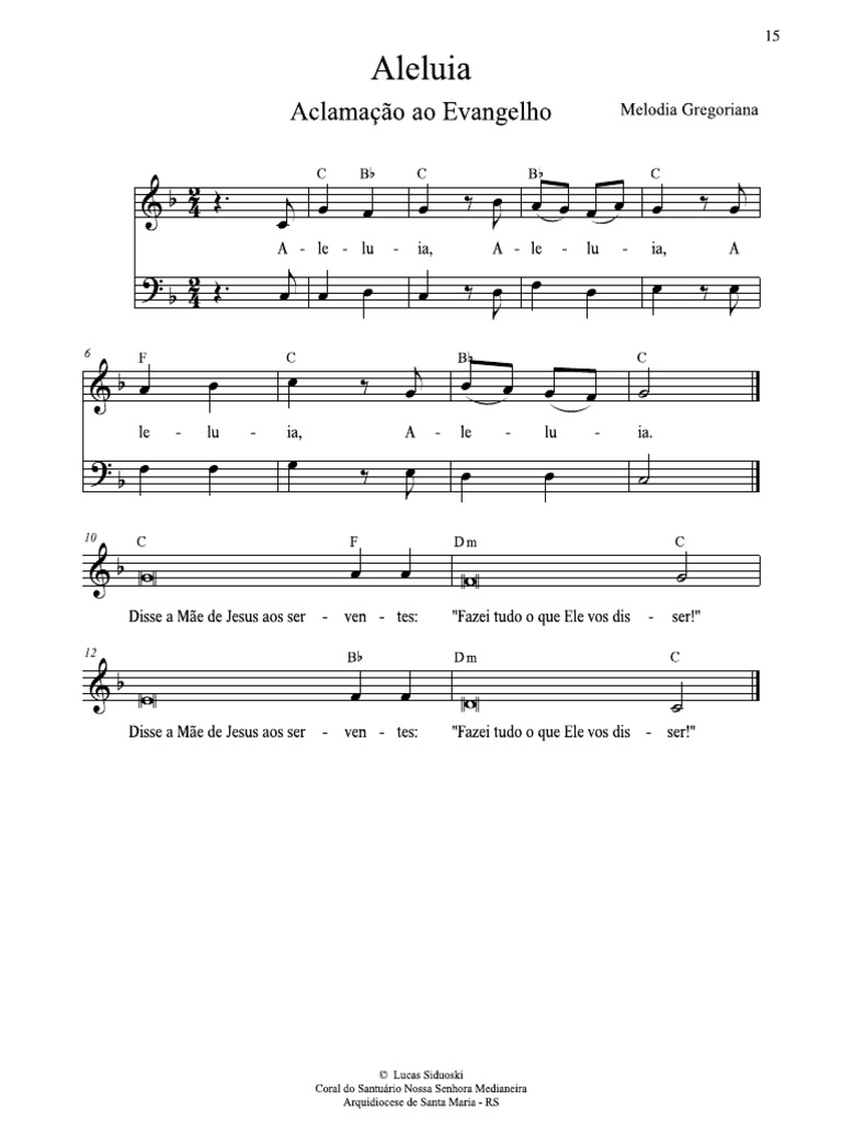 Aleluia (Melodia Gregoriana) (Partitura) | PDF