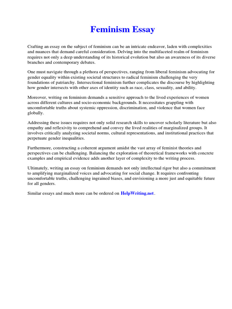 Feminism Essay | PDF | Feminism | Gender Studies
