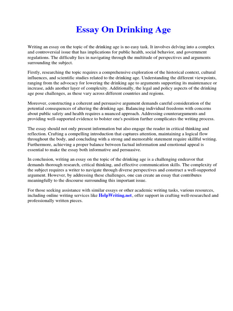 Essay On Drinking Age | PDF