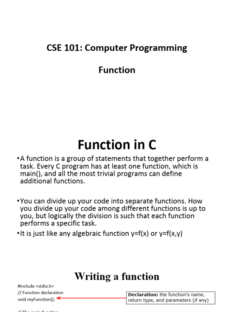 CSE 12-Function | PDF