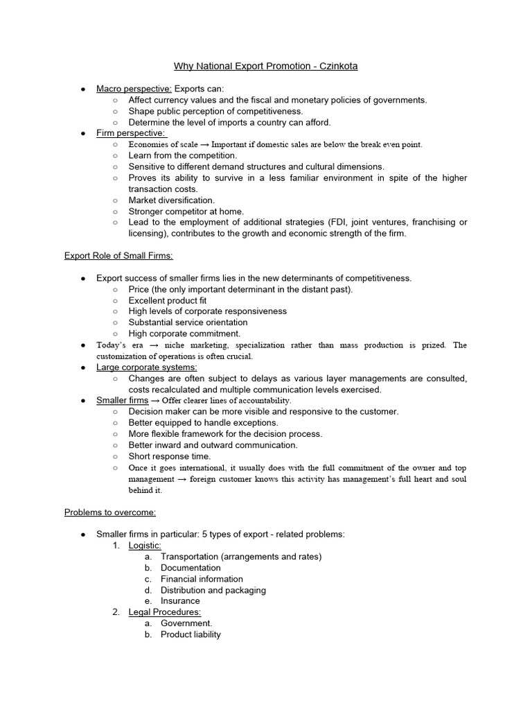 Importance of National Export Promotion | PDF | Exports | Market ...