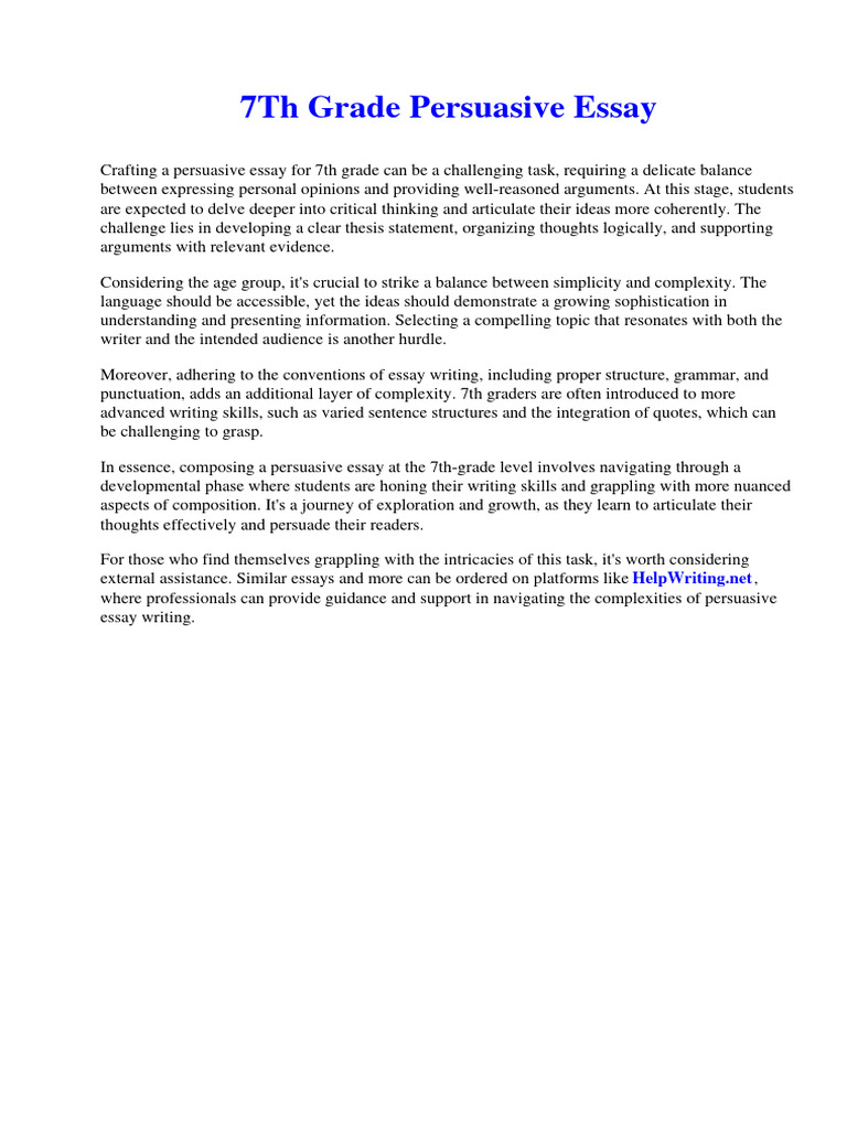 7Th Grade Persuasive Essay | PDF | Tuberculosis | Essays