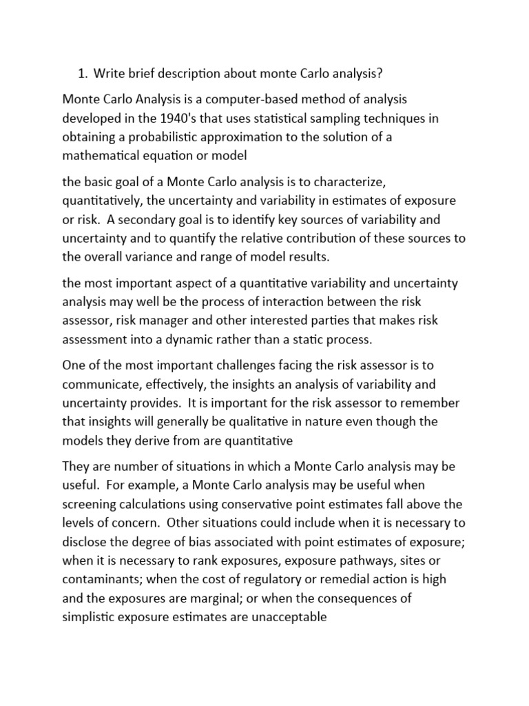Write Brief Description About Monte Carlo Analysis | PDF