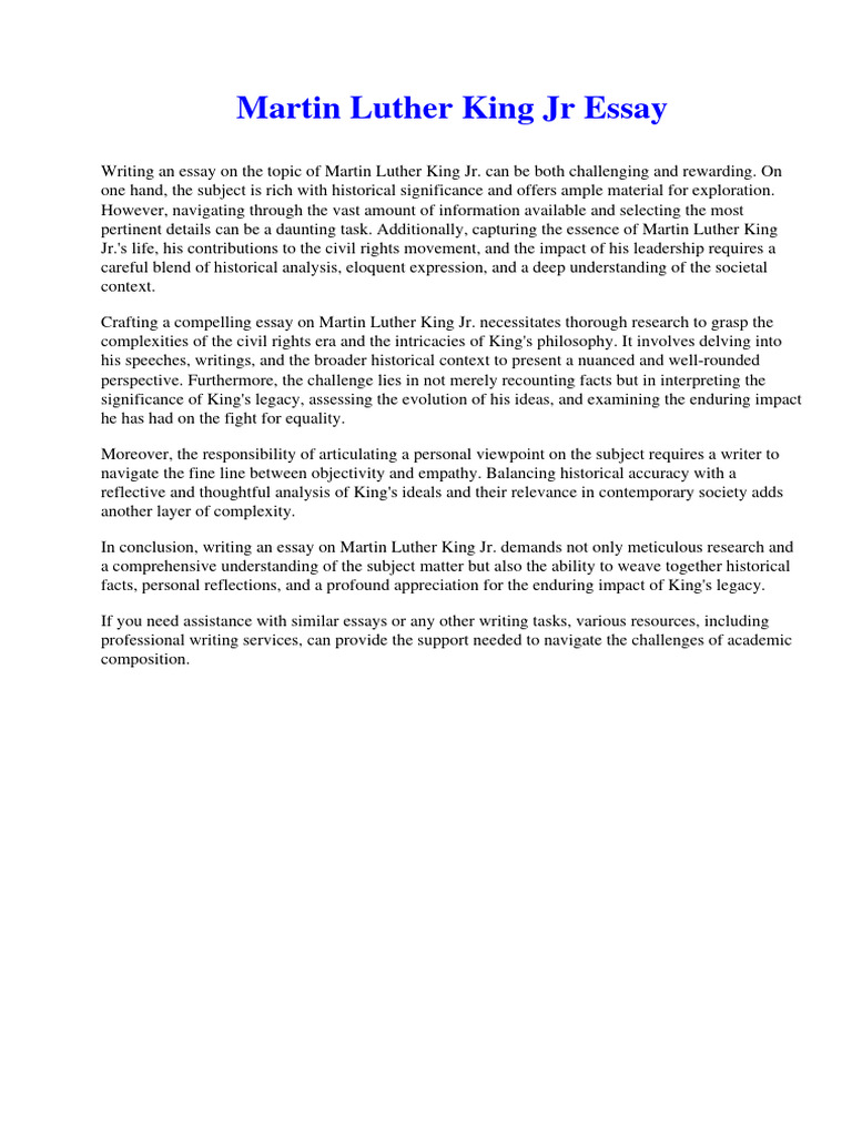 Martin Luther King JR Essay | PDF | Libor | Banks