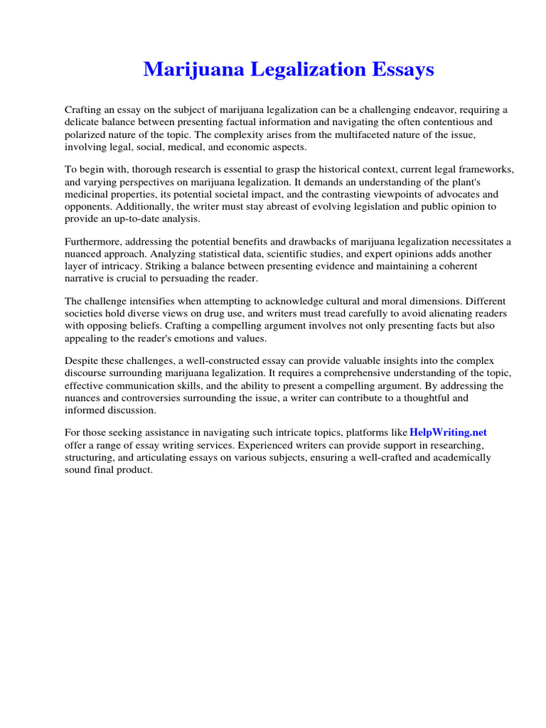 Marijuana Legalization Essays | PDF