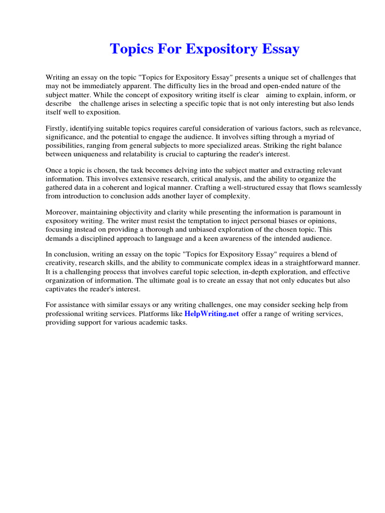 Topics For Expository Essay | PDF