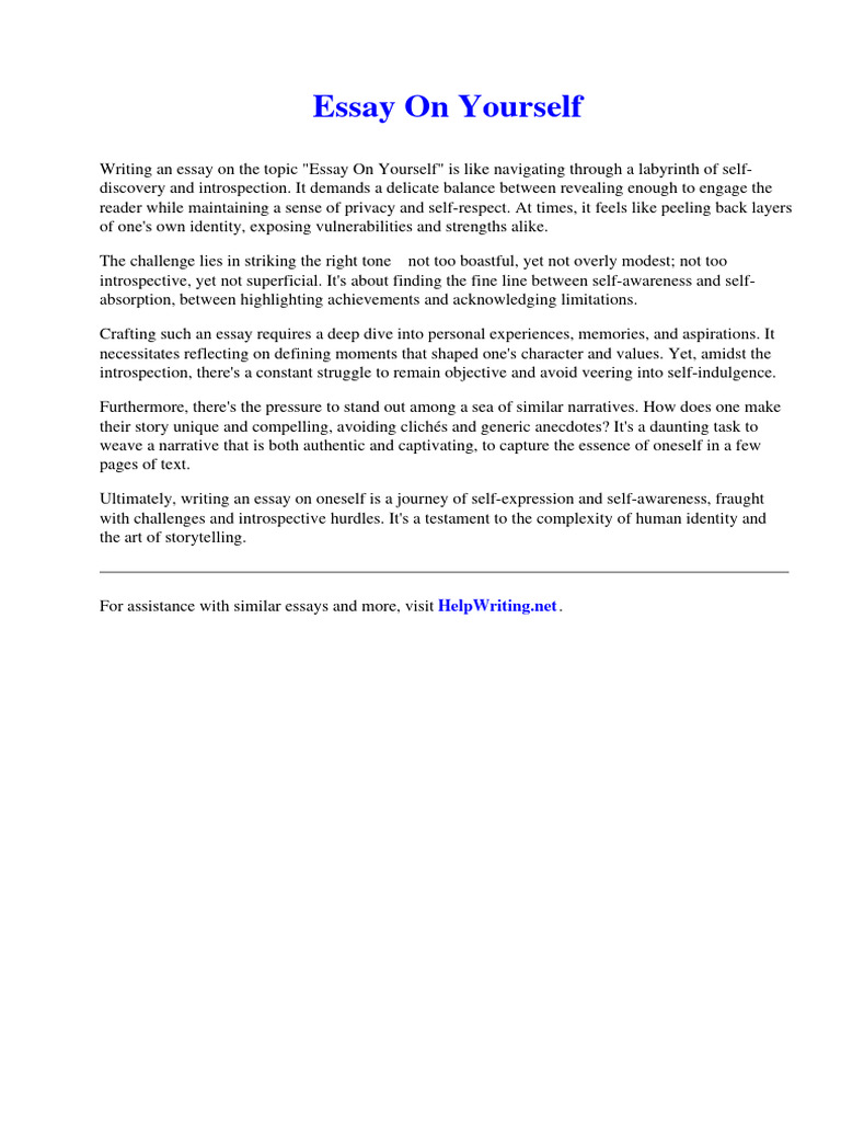 Essay On Yourself | PDF | Essays | Administrative Law