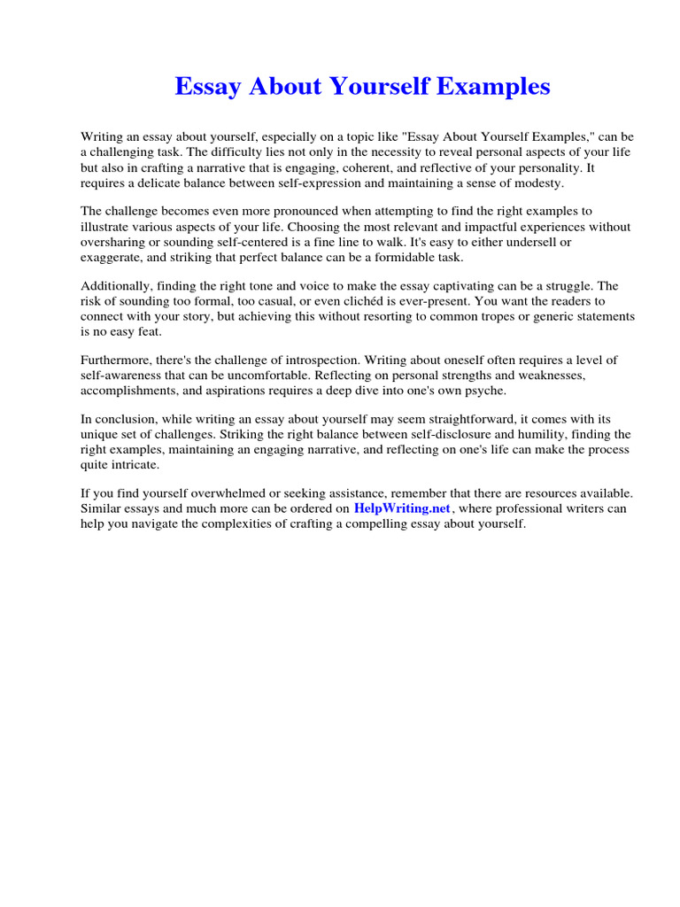 Essay About Yourself Examples | PDF | Evidence Based Practice | Nursing