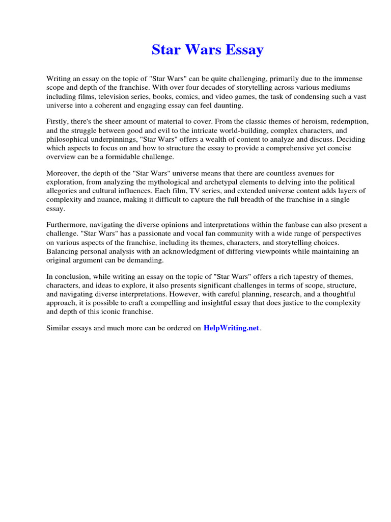 Star Wars Essay | PDF | Governance | Nicolaus Copernicus