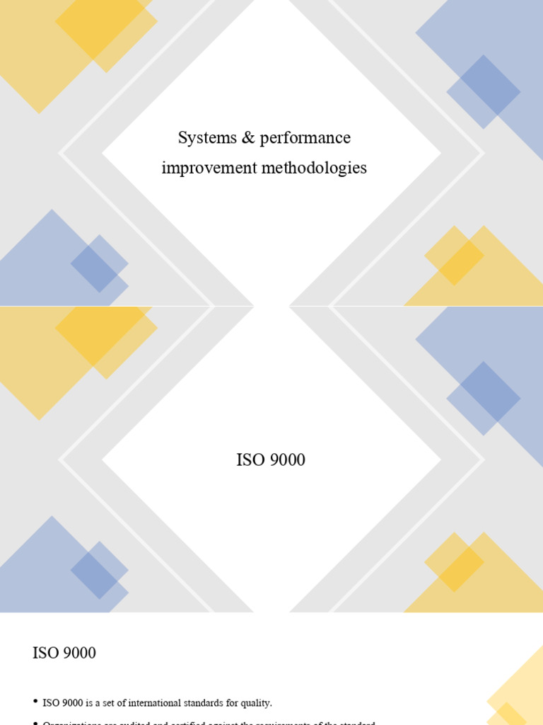 Systems & Performance Improvement Methodology PDF | Download Free PDF | Iso 9000 | Quality ...