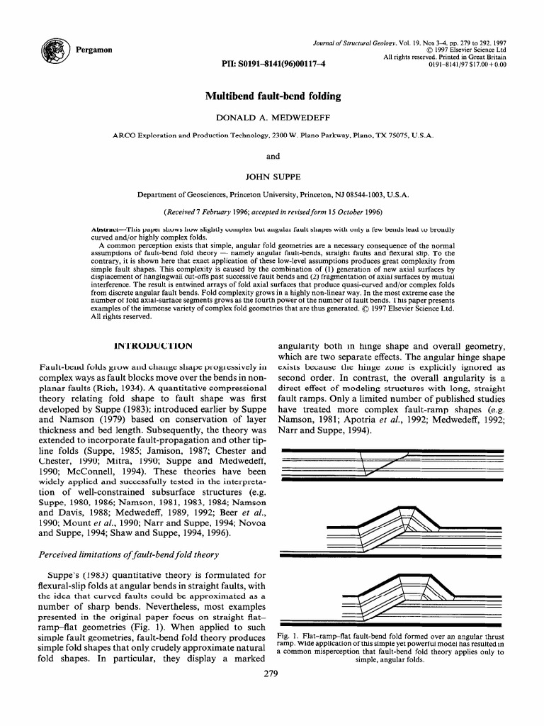 Medwedeff and Suppe 1997 Multibend FBF | PDF | Fault (Geology) | Matrix (Mathematics)