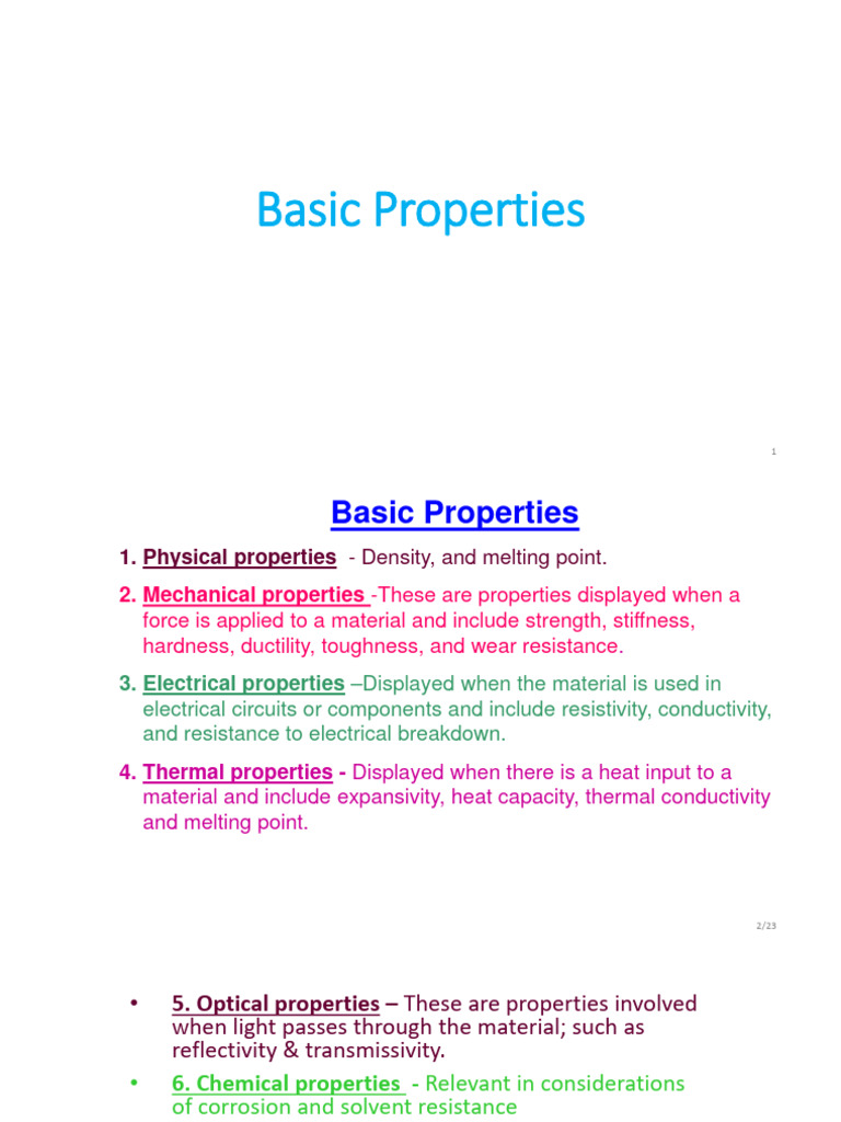 3 - Basic Properties | PDF | Deformation (Engineering) | Young's Modulus