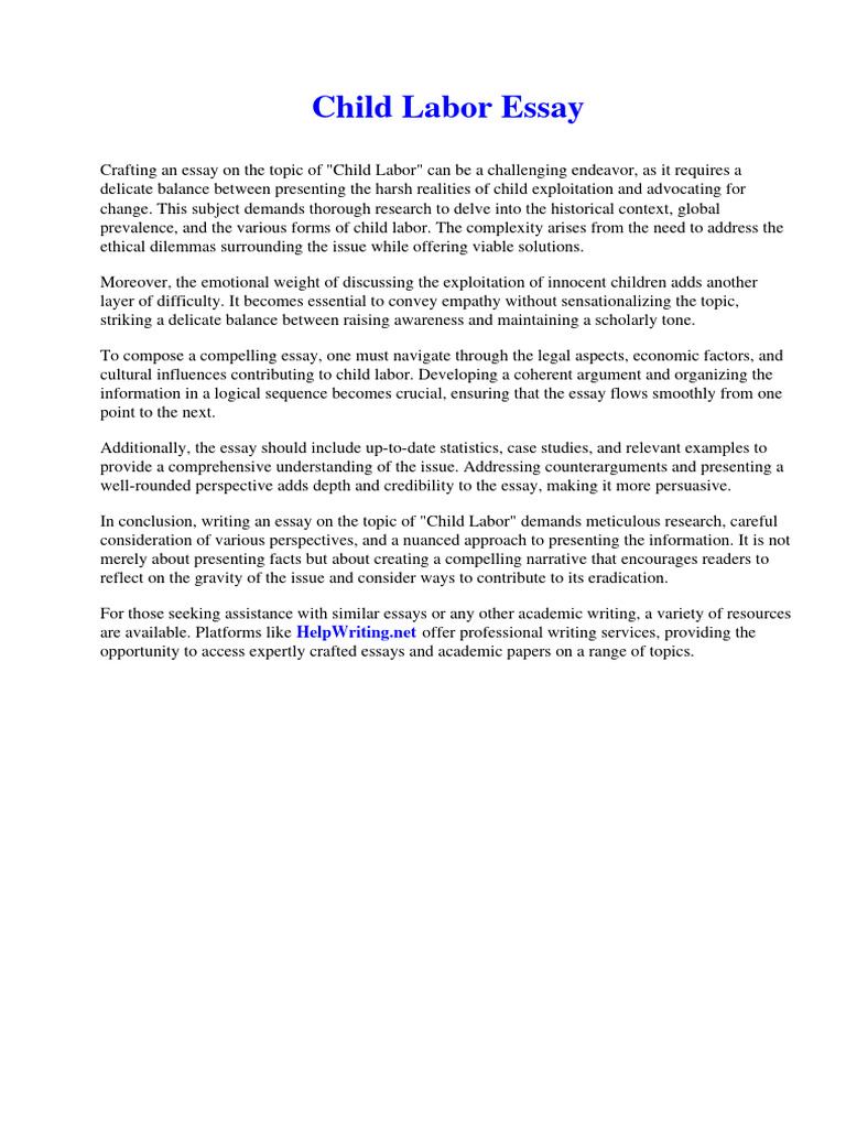 Child Labor Essay | Download Free PDF | Essays | Theatre