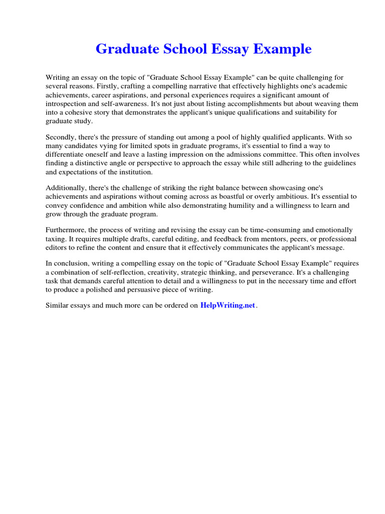 Graduate School Essay Example | PDF