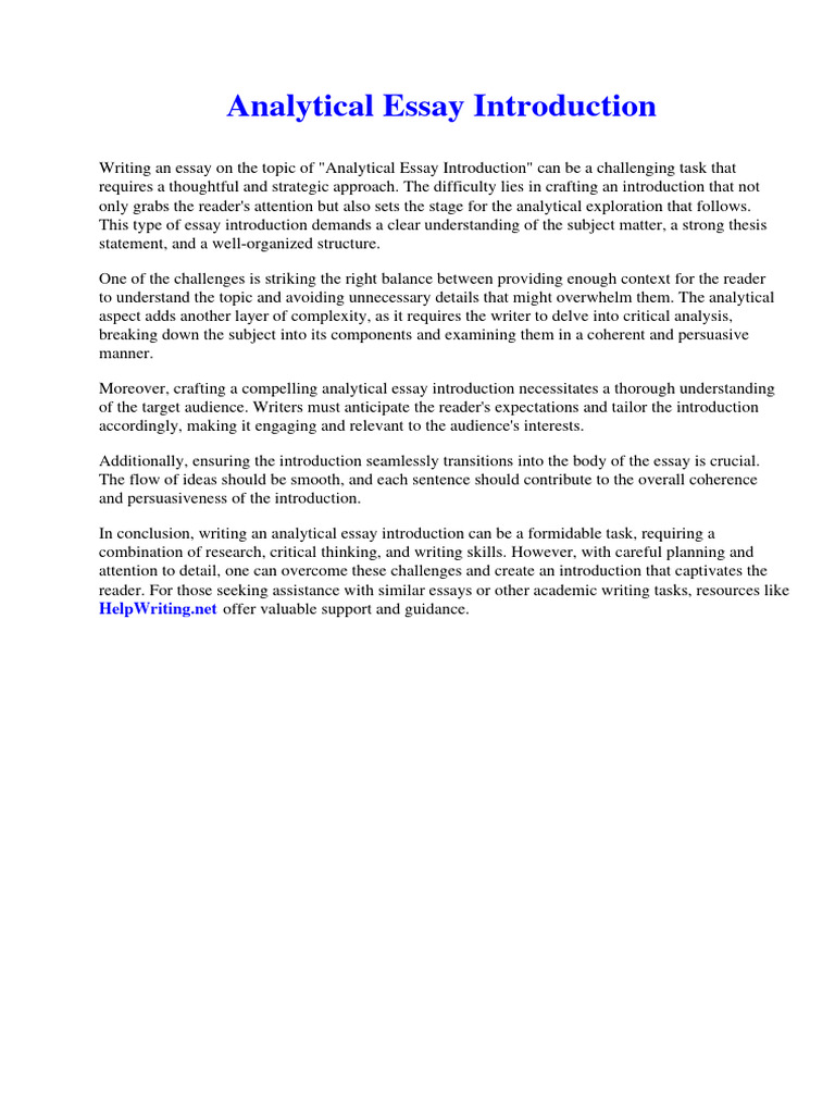 Analytical Essay Introduction | PDF | Superfund | Essays