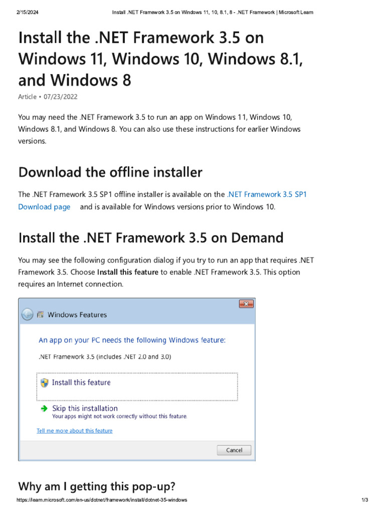 Install .NET Framework 3.5 on Windows | PDF | Microsoft Software ...