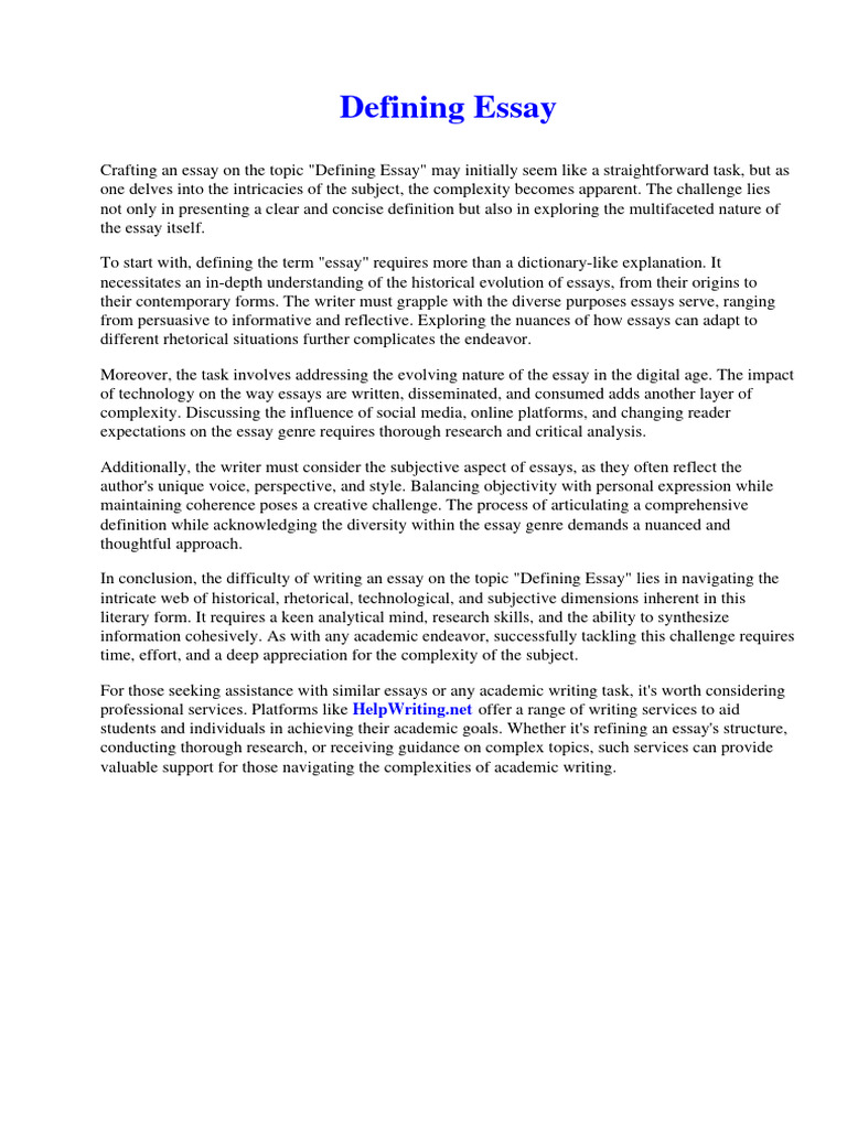 Defining Essay | PDF | Essays | Rhetoric
