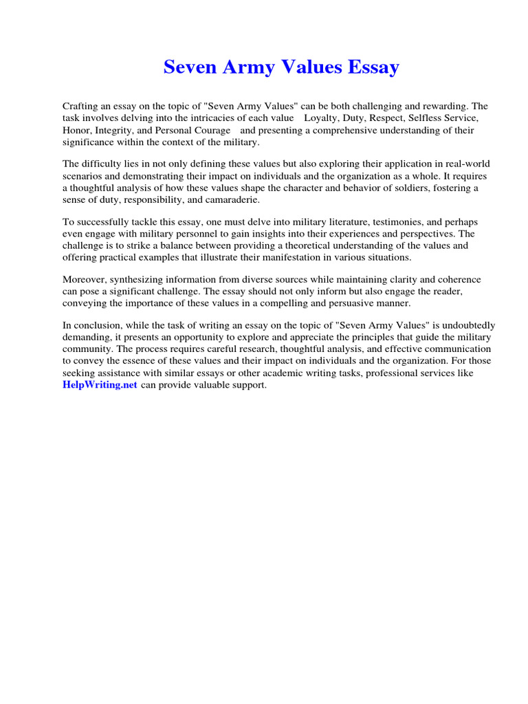 Seven Army Values Essay | PDF | Essays | Color