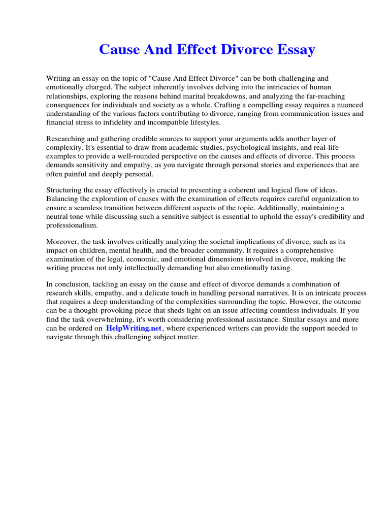 Cause And Effect Divorce Essay Pdf Hero Essays
