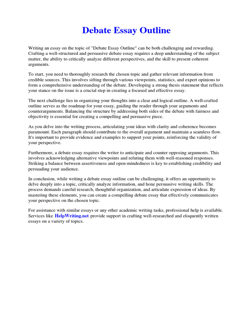 Debate Essay Outline | PDF | Essays | Argument