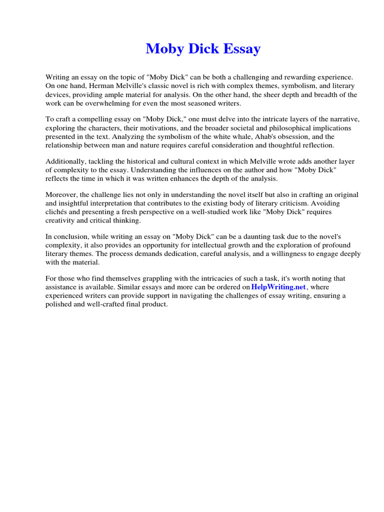 Moby Dick Essay | PDF | Babylonian Captivity | Israelites