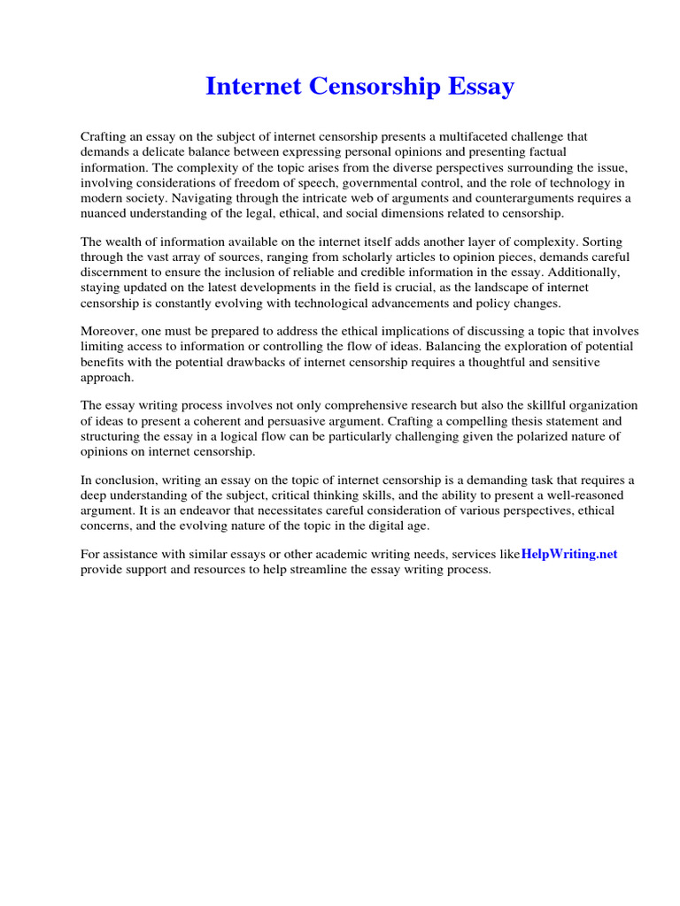 Essay Writing on Internet Censorship | PDF | Leadership | Essays
