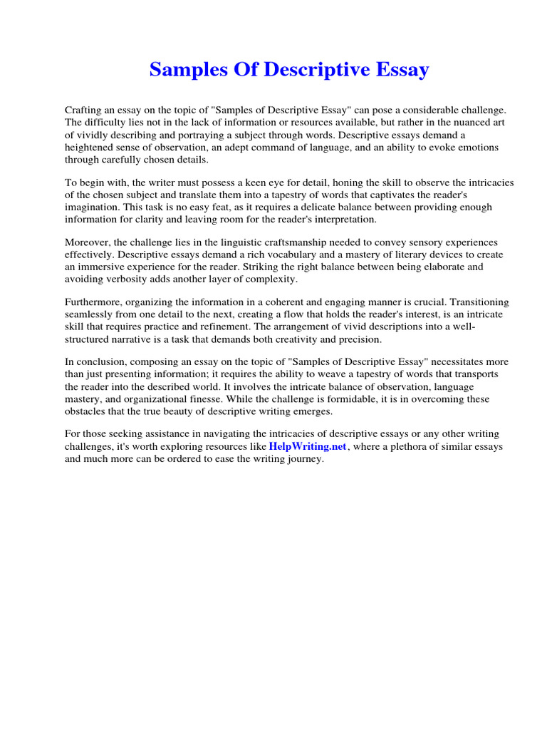 Descriptive Essay Writing Guide | PDF | Ancient Egyptian Religion ...