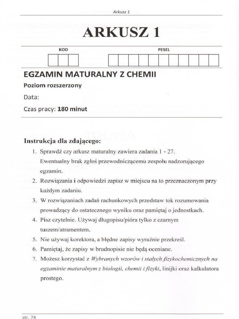 Arkusz 1 UJ | PDF