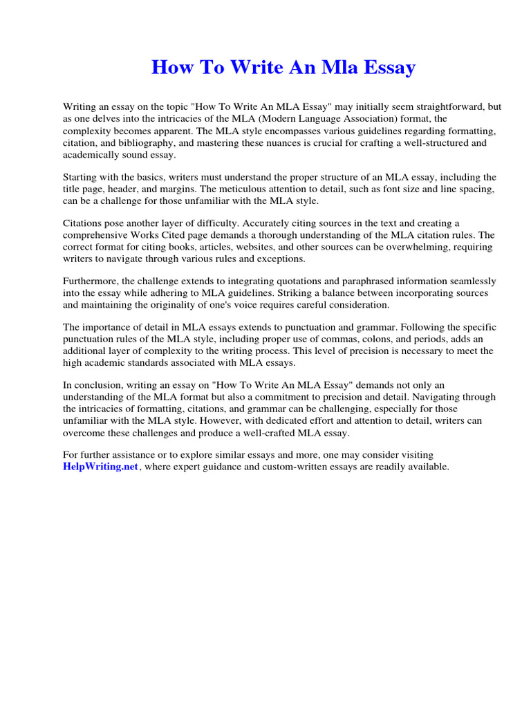 How To Write An Mla Essay | PDF | Argument | Citation