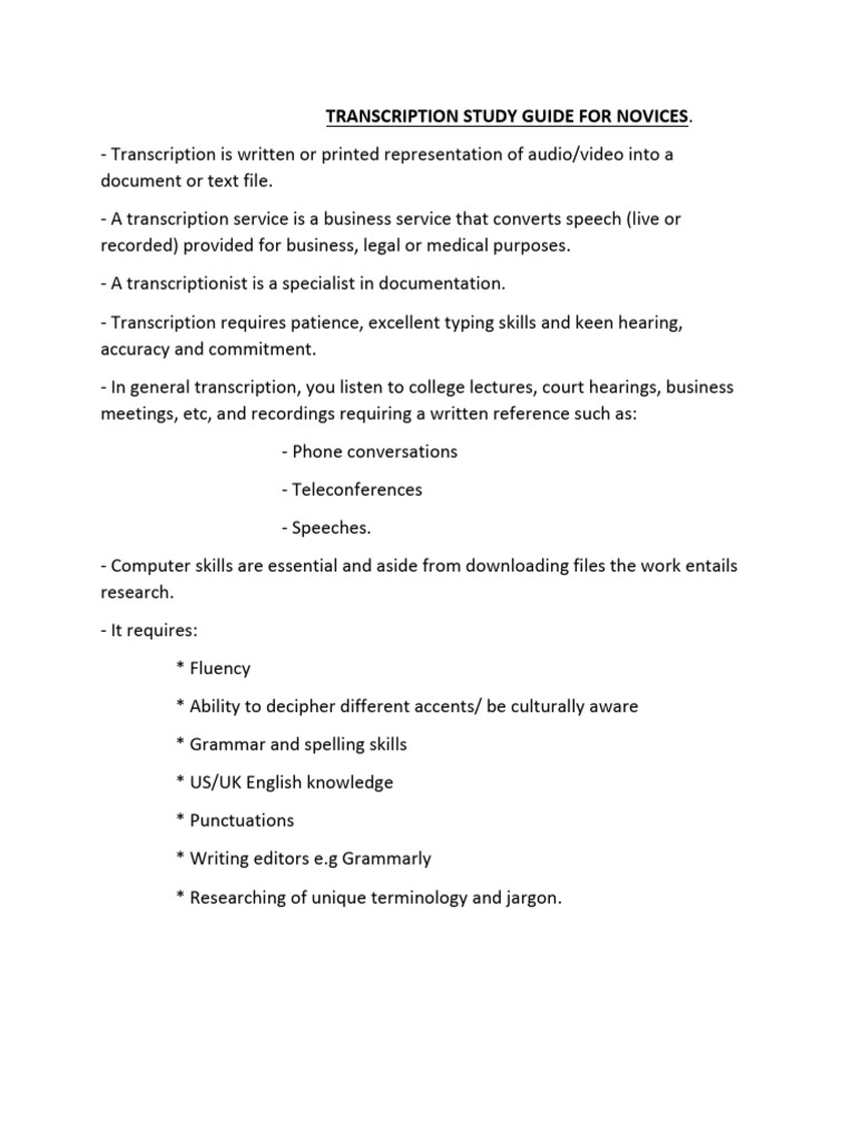 Novice Transcription Study Guide | PDF | Linguistics | Human Communication