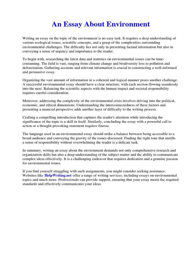 An Essay About Environment | PDF