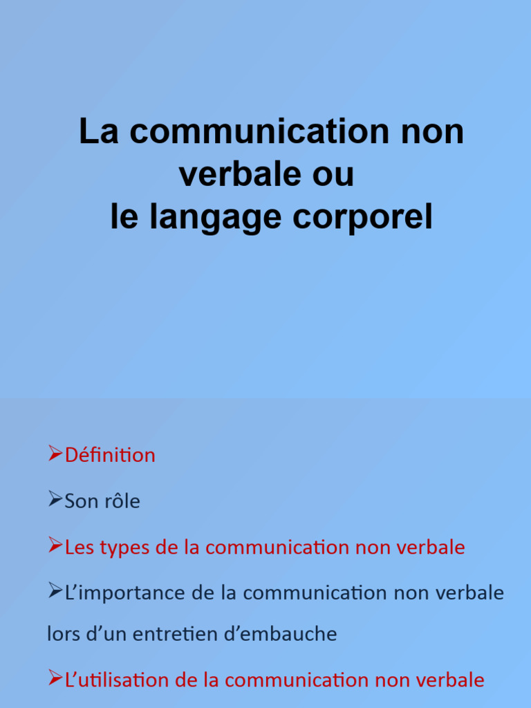 La Communication Non Verbale 1 | PDF | Communication non verbale | la communication